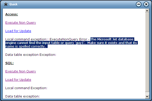 Defining a Database Exception