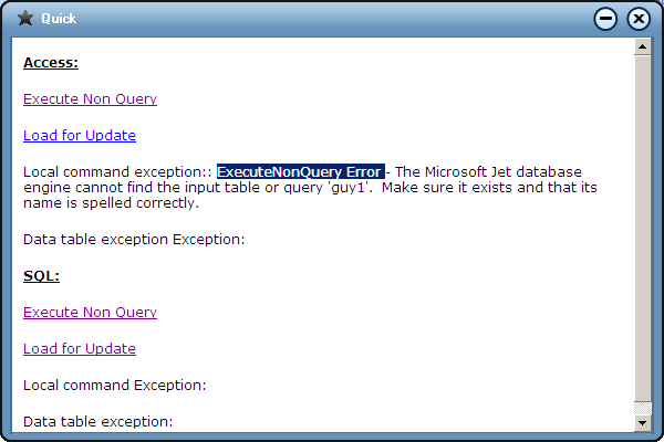 Defining a Database Exception