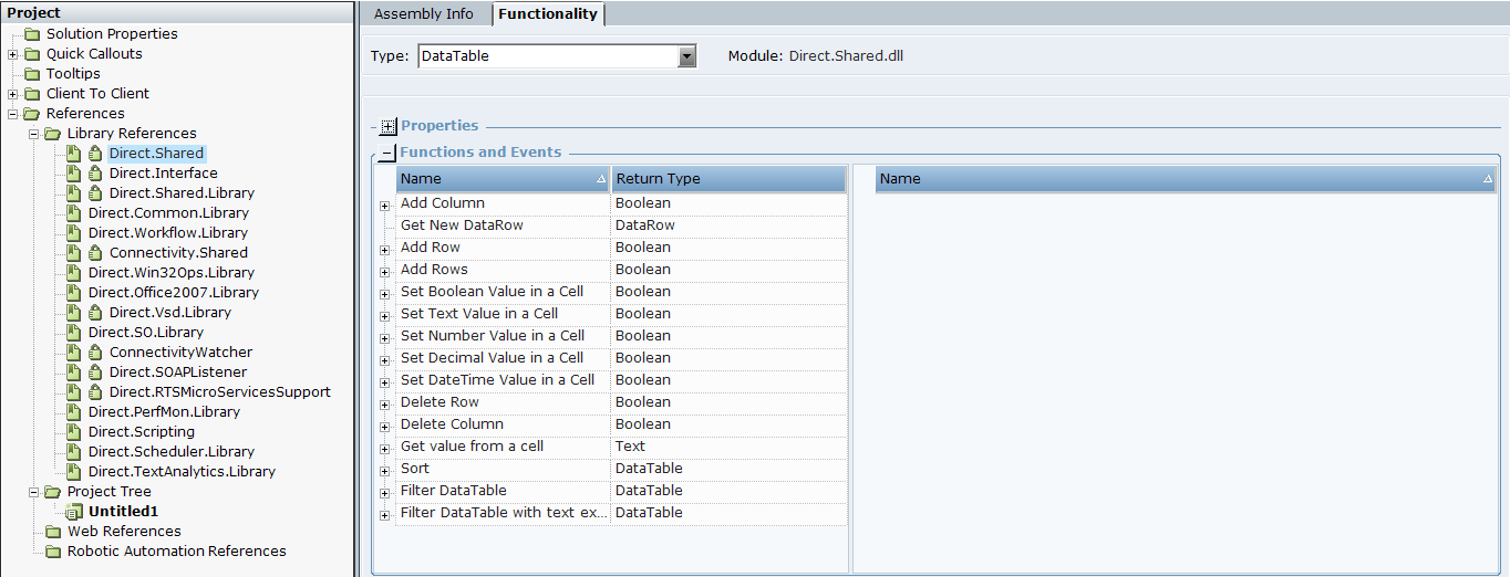 DataTable Library Objects