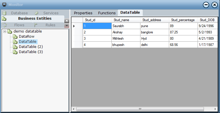 Using the DataTable Functions