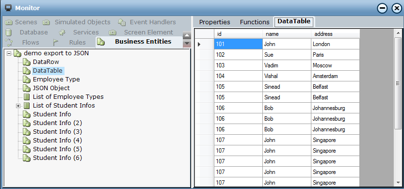Using the DataTable Functions with Excel and JSON