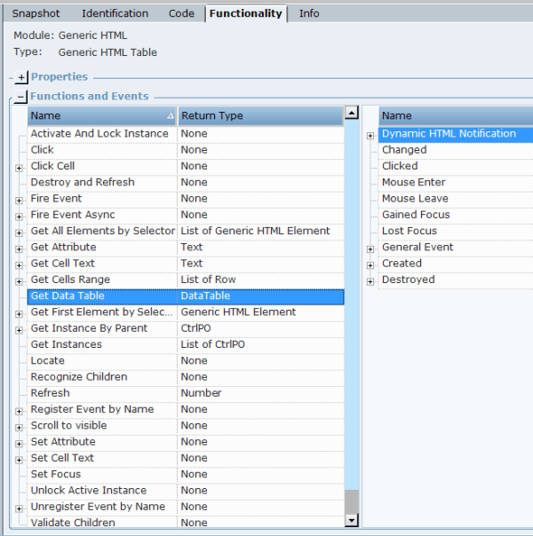 Functionality of Generic HTML Screen Elements