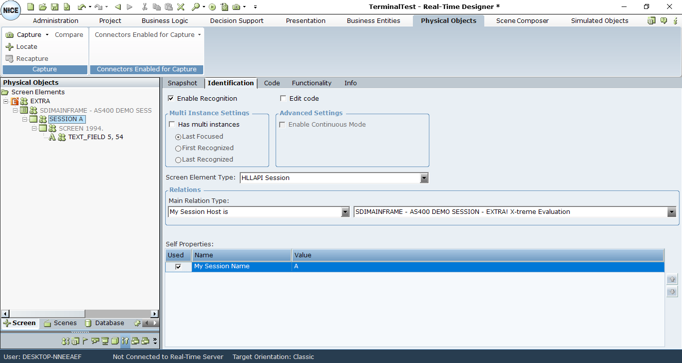 Viewing Hllapi Screen Element Identification Details